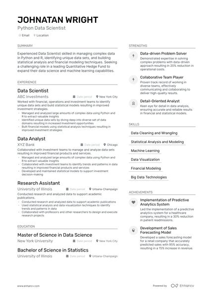 Python Data Scientist Resume Examples Guide For