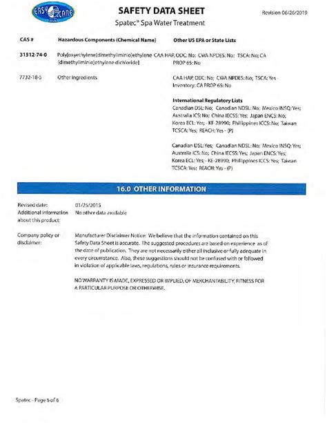 Ecp Safety Data Sheets Easy Care Products Usa