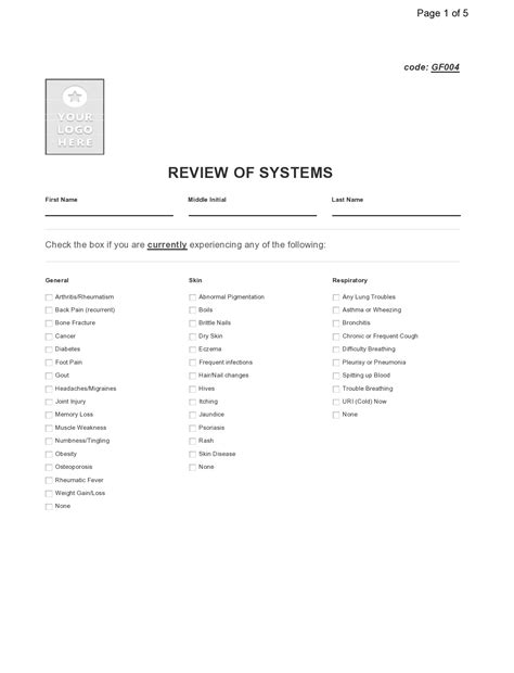 46 Free Review of Systems Templates Checklist ᐅ TemplateLab