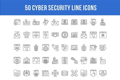 Premium Vector 50 Cyber Security Line Icons