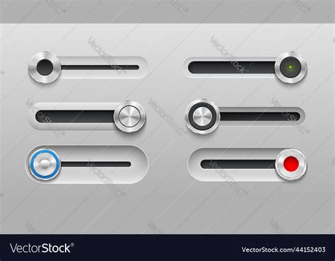 Ui Slider Bar Buttons Volume Switch Slide Toggles Vector Image