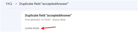how to fix the faq duplicate field acceptedanswer error in wordpress