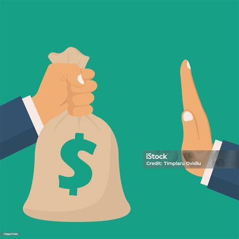 거부 돈 개념입니다 손 제스처 제안을 거부 합니다 손상 현금을 거절 합니다 평면 디자인에 벡터 일러스트입니다 뇌물에 대한 스톡 벡터 아트 및 기타 이미지 Istock