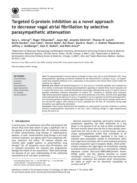 Pdf Targeted G Protein Inhibition As A Novel Approach To Decrease Vagal Atrial Fibrillation By