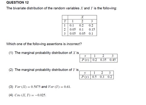 Solved QUESTION The Bivariate Distribution Of The Random Chegg Com
