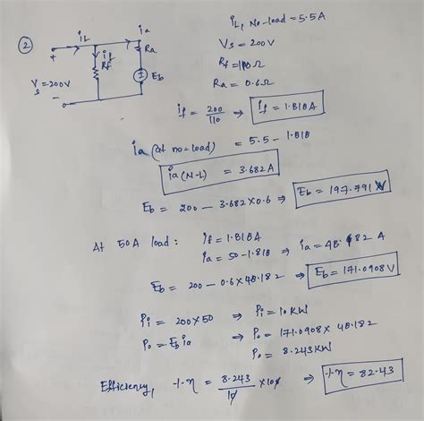 solved 1 at no load a dc shunt motor takes 5 a from 400 v supply