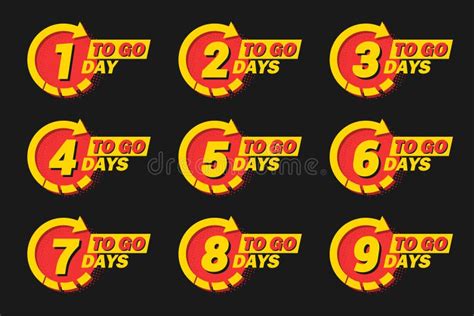 Collection Of Number Days Left Countdown With Arrow And Halftone Stock