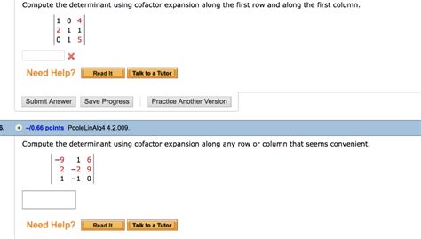 Solved Compute The Determinant Using Cofactor Expansion