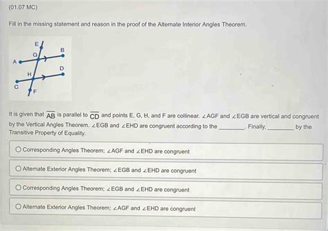 01 07 Mc Fill In The Missing Statement And Reason In The Proof Of The Alternate Interior [math]