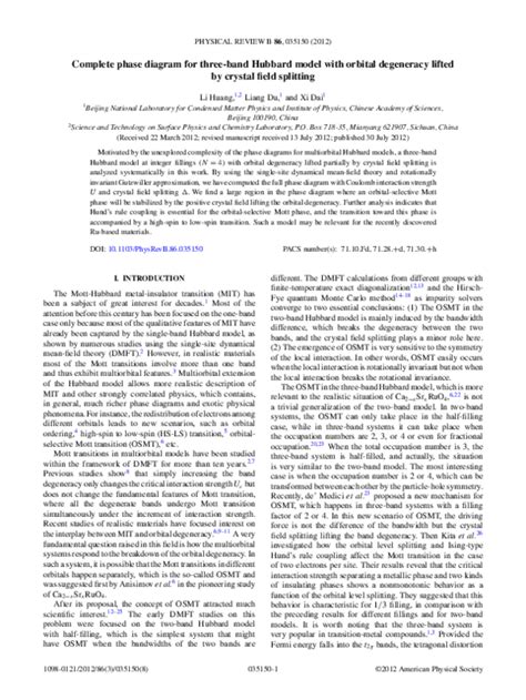 Pdf Complete Phase Diagram For Three Band Hubbard Model With Orbital Degeneracy Lifted By