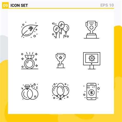 Stock Vector Icon Pack Of 9 Line Signs And Symbols For Position Award