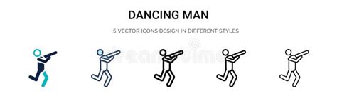 Dancing Man Icon In Filled Thin Line Outline And Stroke Style Vector Illustration Of Two