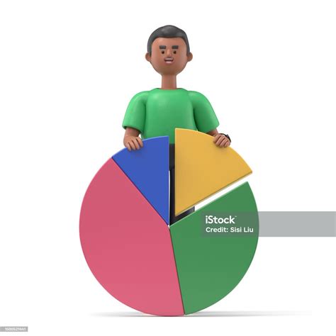 아프리카 남자 다비도가 파이 차트 조각을 잘라내고3d 흰색 배경에 렌더링하는 3d 그림 가공의 인물에 대한 스톡 사진 및 기타 이미지 Istock