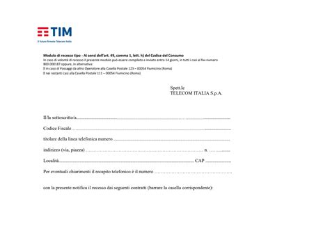 Modulo Di Recesso Tim