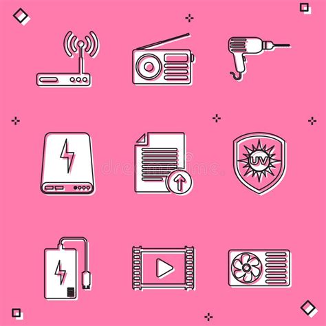 Set Router And Wi Fi Radio Drill Machine Power Bank Upload File And