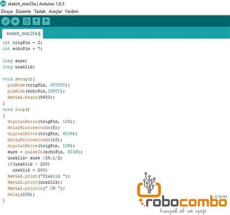 Arduino Ile Ultrasonik Mesafe Sensörü Hc Sr04 Kullanımı Robocombo
