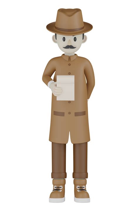 3d Isolated Detective With Chocolate Robes 10223777 Png