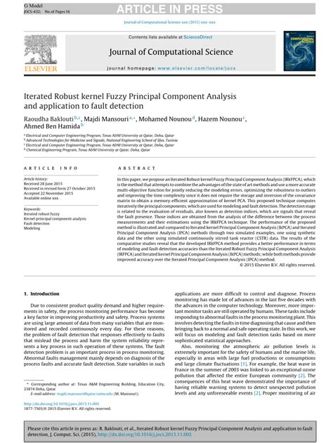 Pdf Nonlinear Fuzzy Robust Pca For Fault Detection Of Environmental Processes