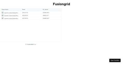React Fusiongrid Examples CodeSandbox