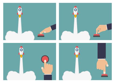 Business Hand Push Rocket Button Vector 4936527 Vector Art At Vecteezy