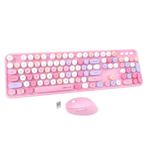 Buy Ubotie Colorful Computer Wireless Keyboard Mice Combo Retro Typewriter Flexible Keys Office