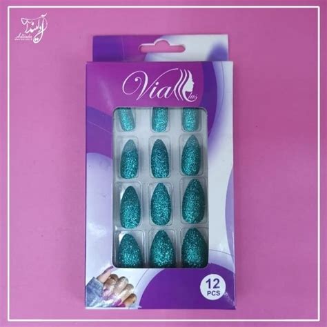 خرید و قیمت ناخن مصنوعی سبز کله غازی ژله ای بسته ۱۲ عددی Via Plus ترب