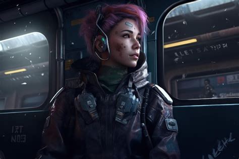 Premium Ai Image A Woman Sits In A Subway Car Looking Out Of A Window