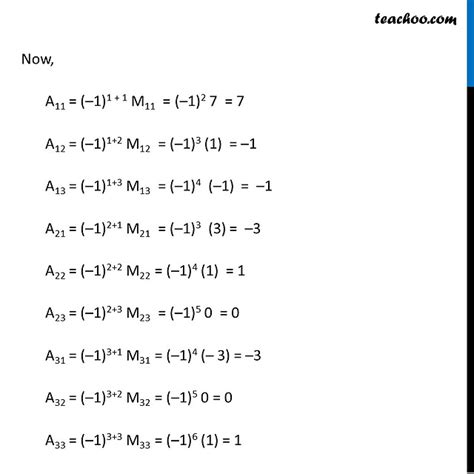 Example 13 Verify That A Adj A A I Also Find A 1 Examples