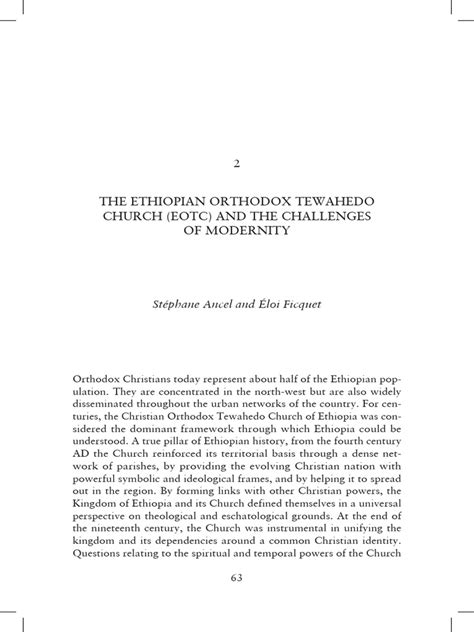 The Ethiopian Orthodox Tewahedo Church E Pdf Christian Denominational Families