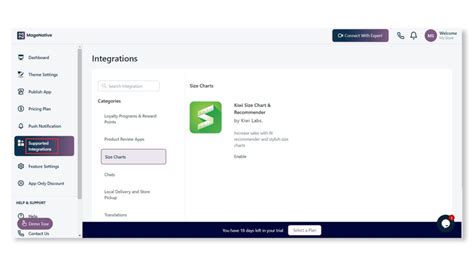 Kiwi Size Chart Recommender Integrations For Mobile App Builder