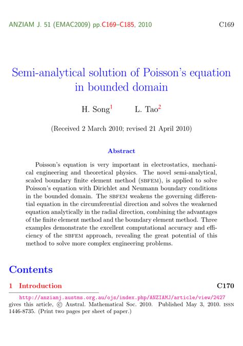 Pdf Semi Analytical Solution Of Poissons Equation In Bounded Domain