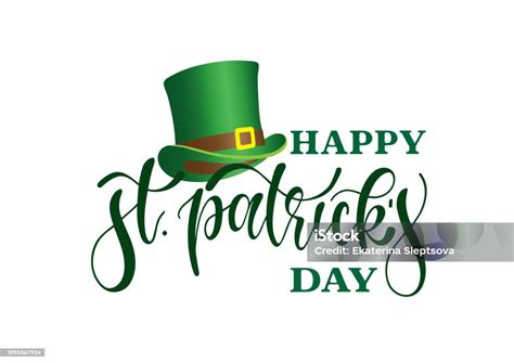 핸드 해피 성 패 트 릭의 하루 활판 인쇄 포스터 레터링 스케치 축 하 엽서 아이콘 로고 배지 견적 아일랜드 축 하 녹색 벡터 서 예 텍스트 흰색 배경에 고립 St