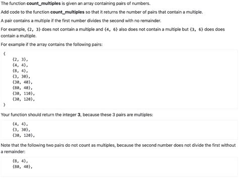 solved the function count multiples is given an array