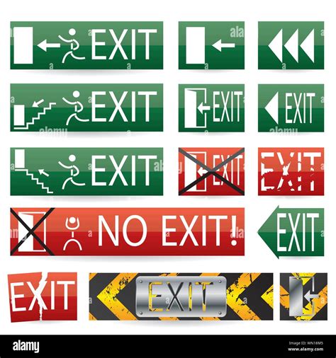 Various Exit Signs Stock Vector Image Art Alamy