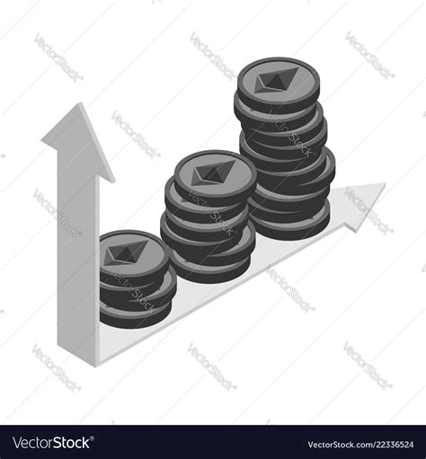 Growth Etherium Graph Of Cryptocurrency Royalty Free Vector