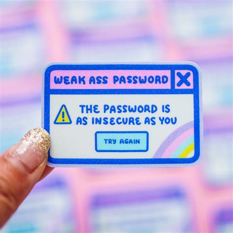 Insecure Password Sticker Artsy Jadey Illustrations And Stationery Goods