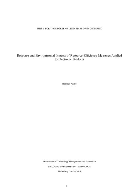 Pdf Resource And Environmental Impacts Of Resource Efficiency