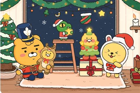 桌布에 있는 Anita님의 핀 카카오프렌즈 귀여운 그림 크리스마스 카드