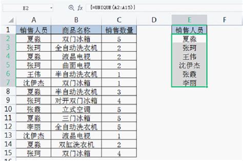 Excel去重取值技巧：unique函数的经典用法 知乎