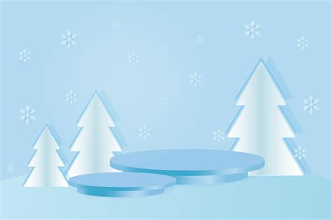 라운드 스테이지 스타일 연단 즐거운 크리스마스와 새해 복 많이 받으세요 겨울에 대한 스톡 벡터 아트 및 기타 이미지 겨울 계절 나무 Istock