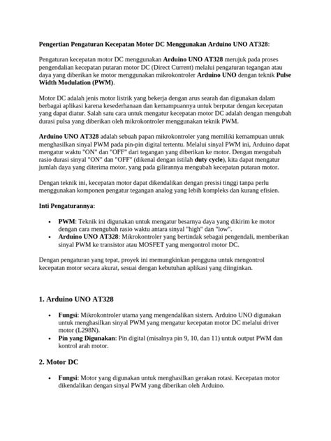 Pengertian Pengaturan Kecepatan Motor Dc Menggunakan Arduino Uno At328