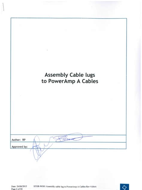 Stor W001 Assembly Cable Lug To Poweramp A Cables Rev 4 Pdf Electrical Connector