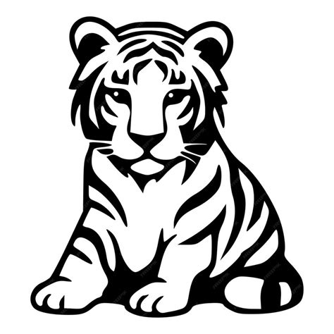 Premium Vector Tiger Clipart Black Outlines Vector Illustration