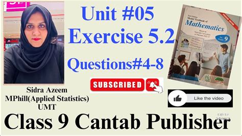 Cantab Publisher Math Class 9 Chapter 5 Exercise 52 Questions 4 8