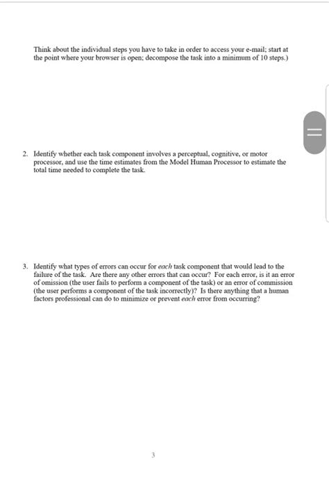 Assignment 3 Task Analysis Human Error And Chegg Com