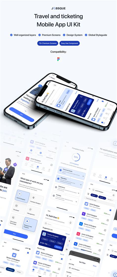 jobsque job finder apps ui kit — figma resources on ui8 in 2024 app