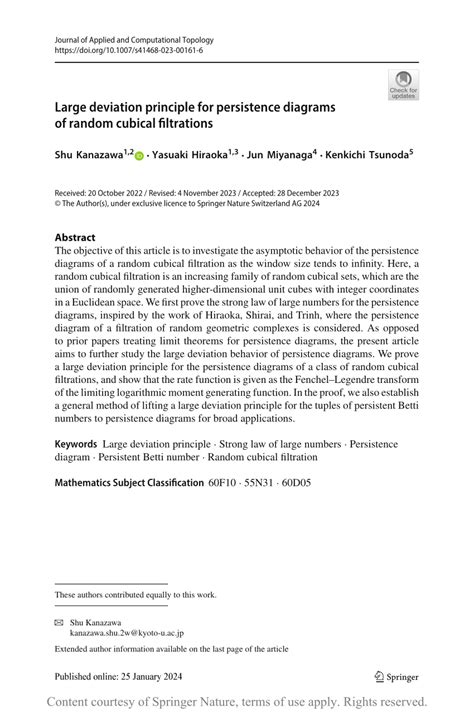 Large Deviation Principle For Persistence Diagrams Of Random Cubical Filtrations Request Pdf
