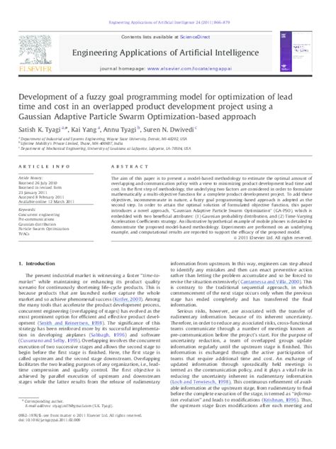 Pdf Development Of A Fuzzy Goal Programming Model For Optimization Of Lead Time And Cost In An
