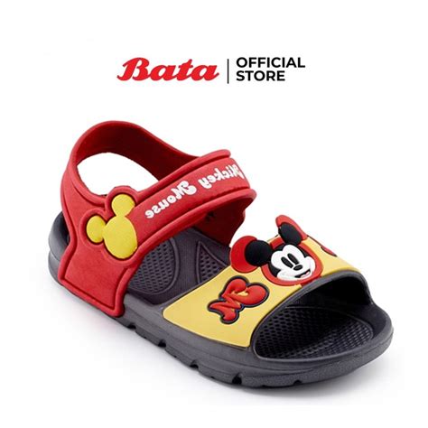 Bata Bubble Gummers รองเท้าแตะแบบรัดส้น น้ำหนักเบา สวมใส่ง่าย สำหรับเด็กผู้ชาย รุ่น Mickey สีแดง