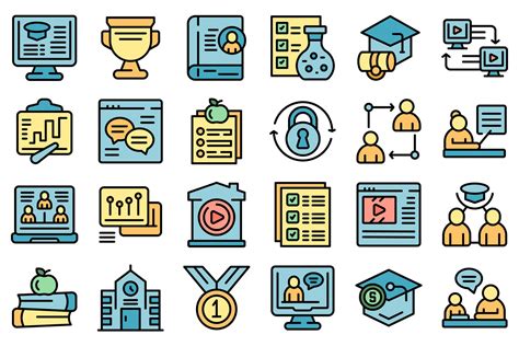 Private Lesson Icons Set Vector Flat Graphic By Ylivdesign · Creative
